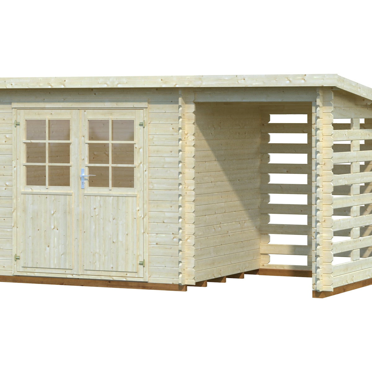 Malta 1 with 2,8 m2 Canopy (4,9x2,2m | 2,8m2 | 28mm) Garden Shed with