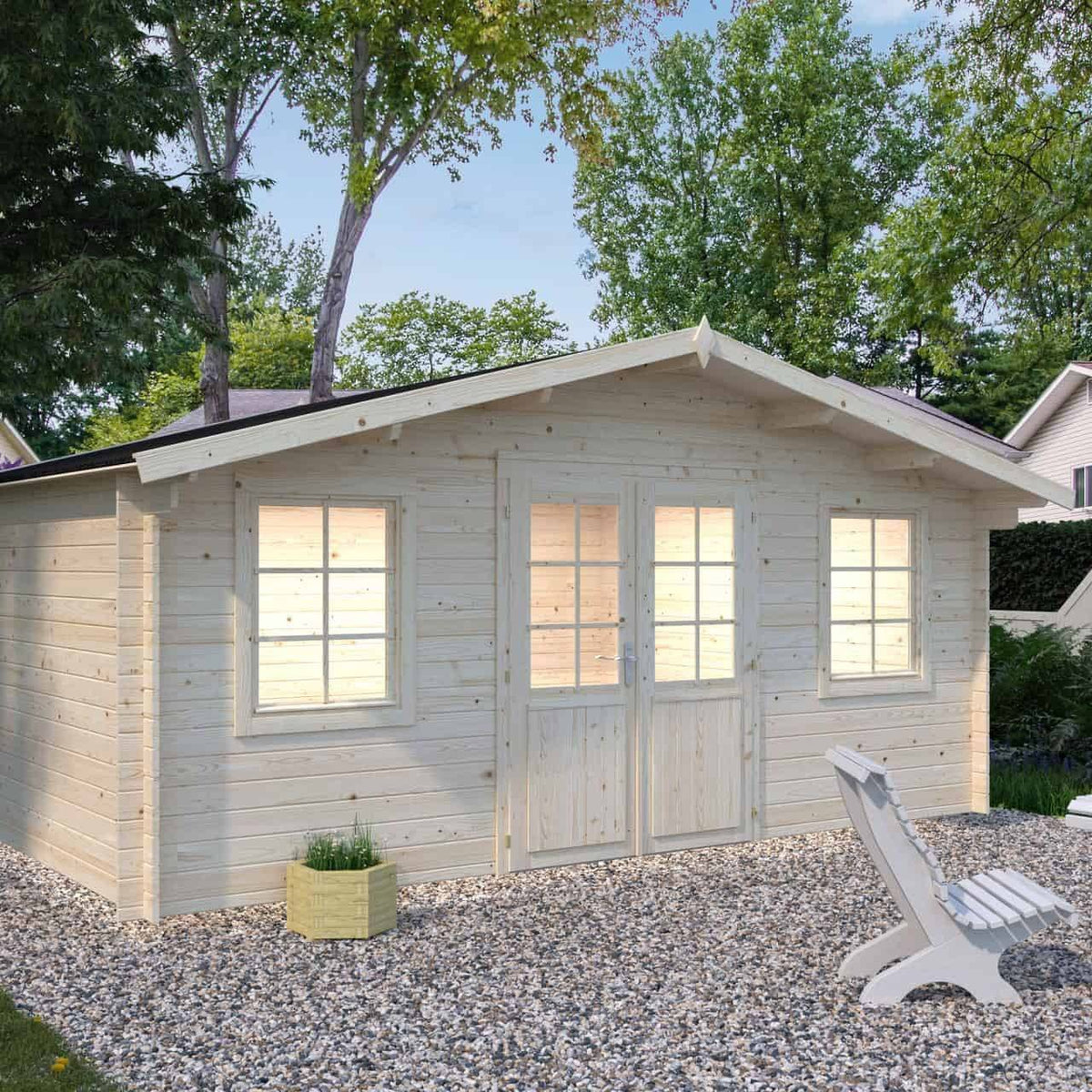 Klara L (5x3.8m | 17.0m2 | 28mm) Under 2.5m Garden Log Cabin – Palmako UK