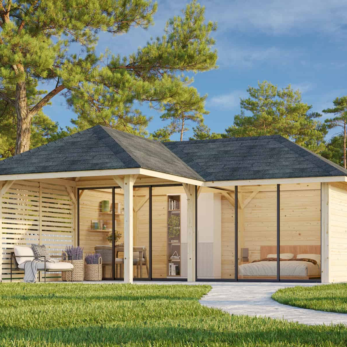 Bianca 213/513 (6x6m | 24.9m2) Glass Garden Room With Sliding Doors (D