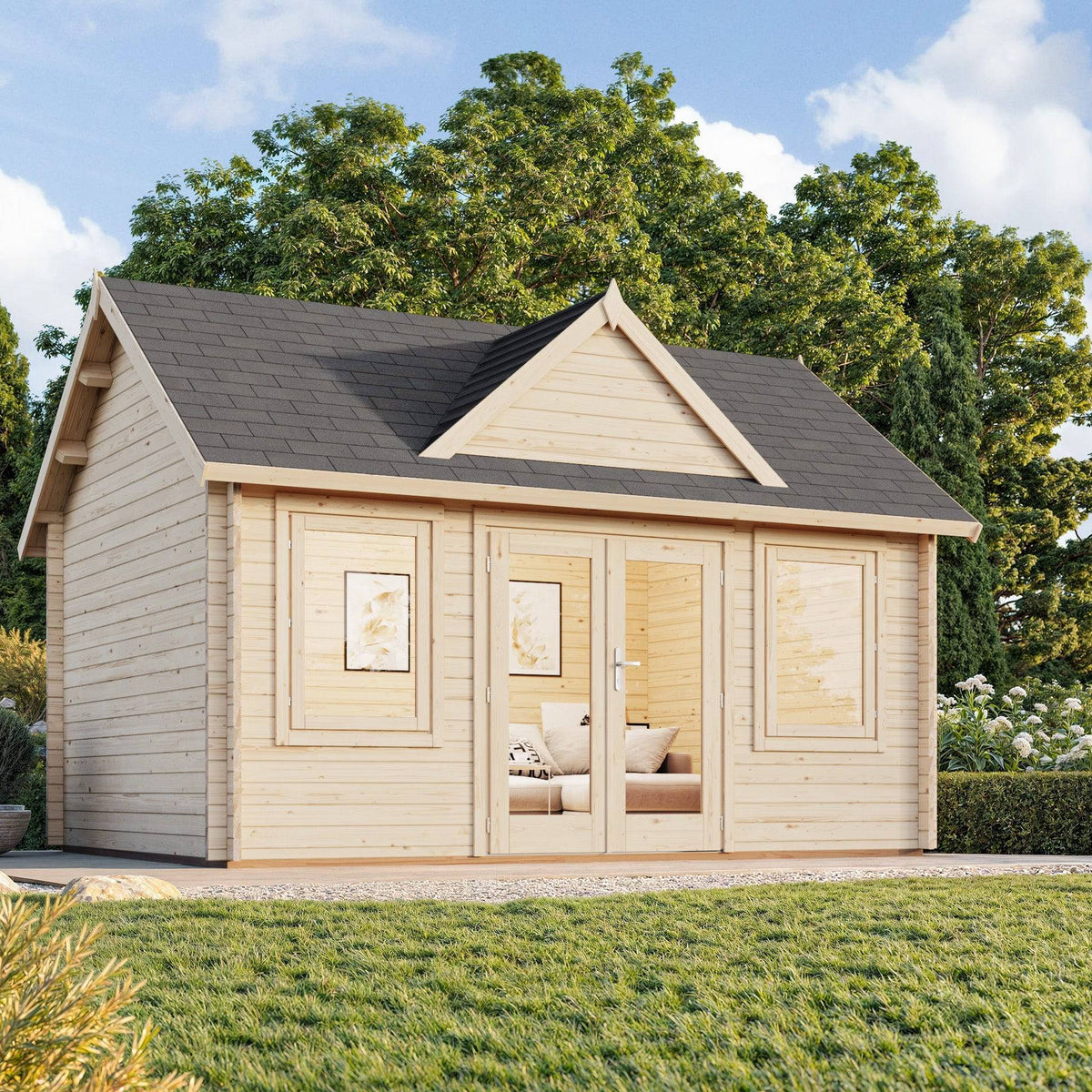 Claudia L (4,7x3,5m | 14,2m2 | 44mm) Clockhouse Style Log Cabin