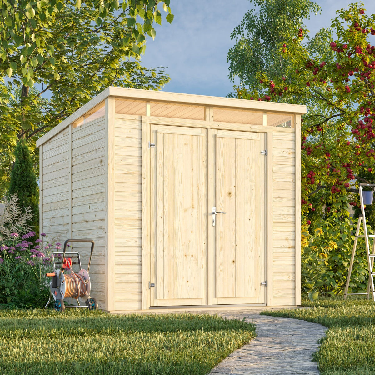 Elias S (2,2x2,3m|4,9m2|16mm ) Compact Wooden Storage Shed with High-L